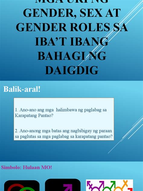 Mga Uri Ng Gender Sex At Gender Pdf