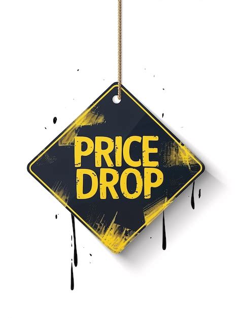 Reduced Cost Symbol With Geometric Figure In Yellow And Black On White Backdrop Premium AI