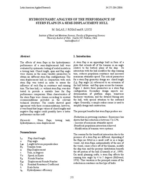 Hydrodynamic Analysis Of The Performance Of Stern Flaps In A Semi Displacement Hull Pdf Flap