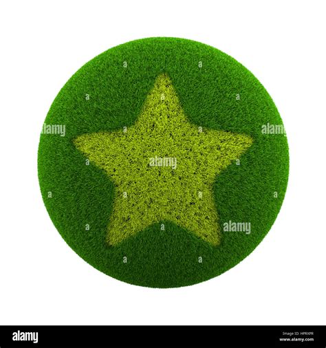 Green Globe With Grass Cutted In The Shape Of A Star Symbol 3d