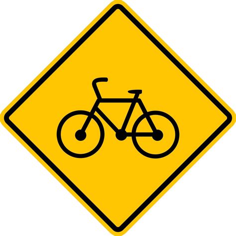 Bike Path Sign Yellow Diamond Warning Sign For Bicycle Lane Diamond