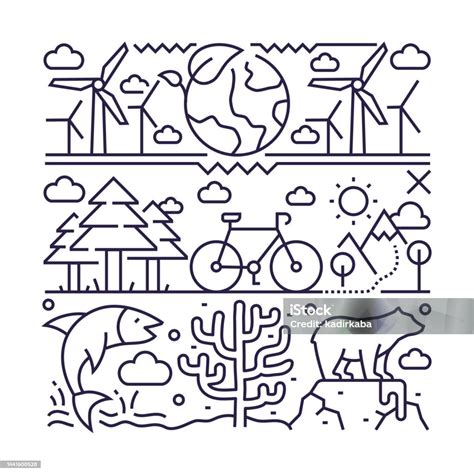 환경 개체 및 요소 선 아이콘 그림 모음입니다 아이콘 세트 또는 배너 템플릿 아이콘에 대한 스톡 벡터 아트 및 기타 이미지 아이콘 자연 재해 벡터 Istock