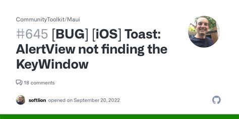 Bug Ios Toast Alertview Not Finding The Keywindow · Issue 645 · Communitytoolkitmaui · Github