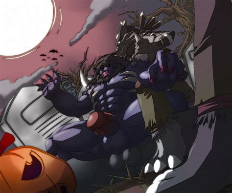 Post 1725468 Digimon Halloween Madleomon Weregarurumon