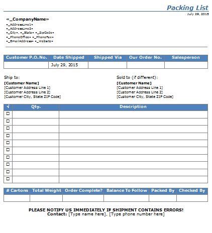 Shipping Manifest Template Free Sapjetodays