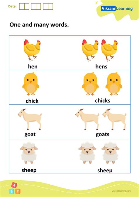 Download One And Many Words Worksheets