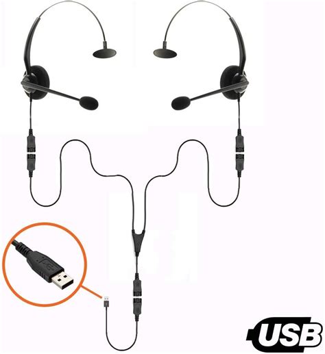 Project Telecom Usb Splitter Training Headset Bundle 2 Users New