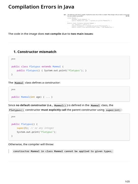 Compilation Errors In Java Pdf Inheritance Object Oriented Programming Class Computer