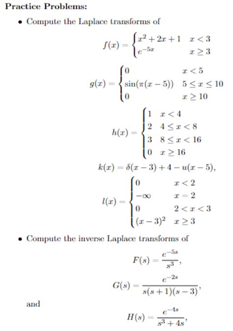 Solved Practice Problems Compute The Laplace Transforms Chegg Com