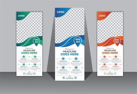 Modern Simple And Abstract Roll Up Banner Template Design Vertical Abstract Background Pull