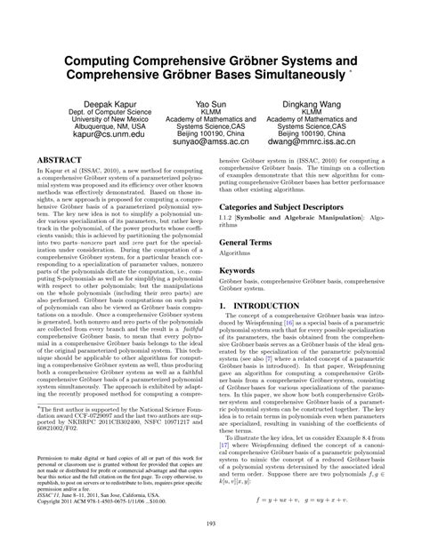 pdf computing comprehensive gröbner systems and comprehensive gröbner bases simultaneously