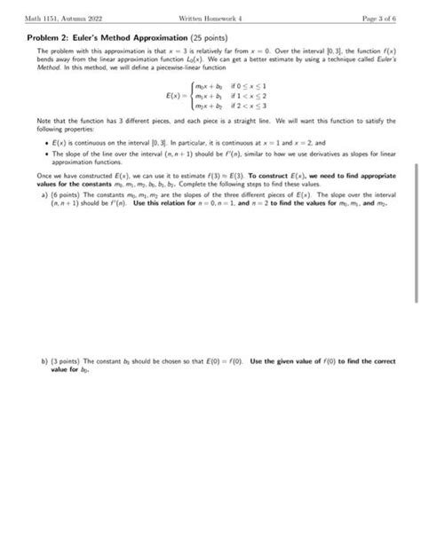Problem Euler S Method Approximation Points Chegg Com