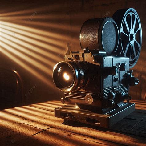 고전 영화 영사기가 나무 테이블 위에 놓여 있다 고전 영화 영사기가 나무 테이블 위에 놓여 있다 오래된 장인정신과 역사적 중요성을 강조 설계 배경 일러스트 및 사진
