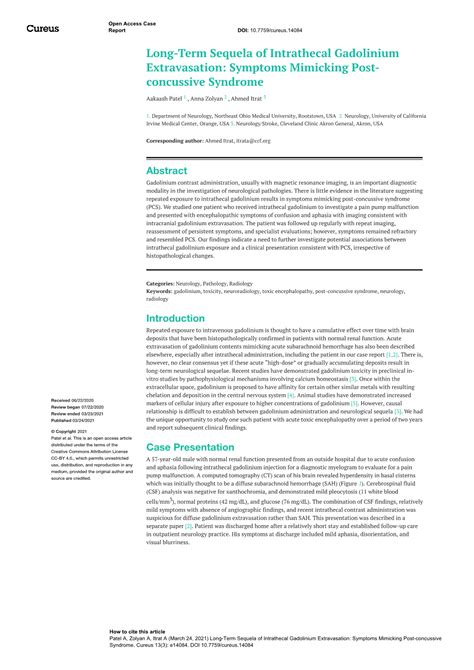 Long Term Sequela Of Intrathecal Gadolinium Extravasation Symptoms