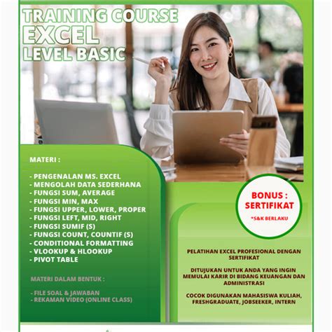Jual Materi Pelatihan Training Course Ms Excel Level Basic Sertifikat