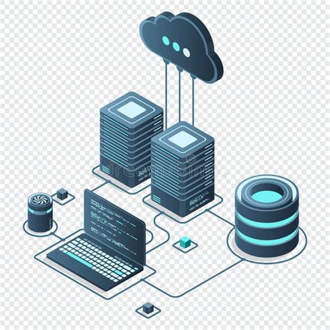 Cloud Technology Computing Concept Modern Cloud Technology Data Center Isometric Concept Stock