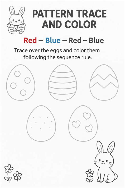 Pattern Trace And Color Worksheet Download And Print Now