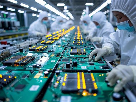 Premium Photo Assembly Workers Engaged In Electronics Manufacturing