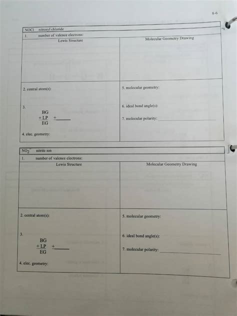 Solved 8 6 Noci Nitrosyl Chloride 1 Number Of Valence Electrons