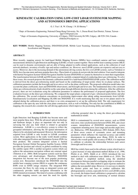 Pdf Kinematic Calibration Using Low Cost Lidar System For Mapping And Autonomous Driving