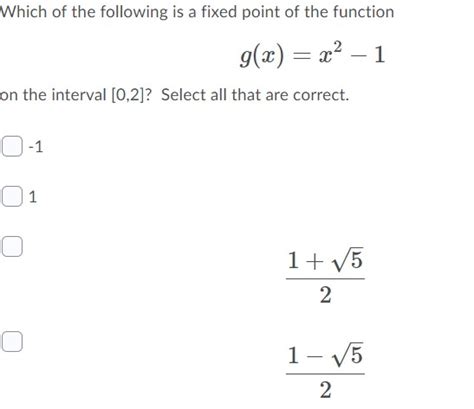 Solved Which Of The Following Is A Fixed Point Of The Chegg Com