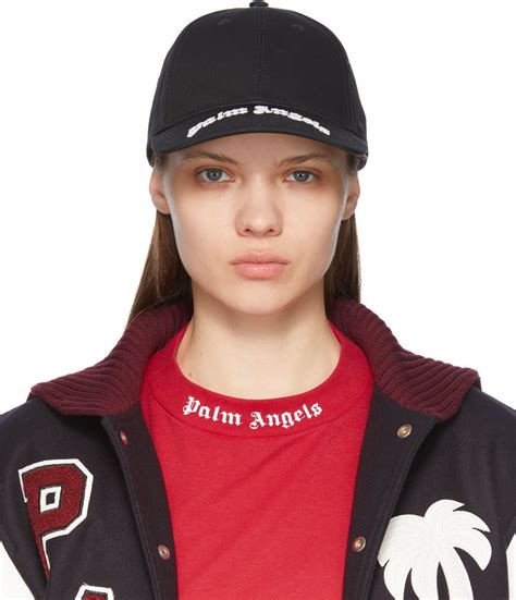 Palm Angels Black Curved Logo Cap Palm Angels