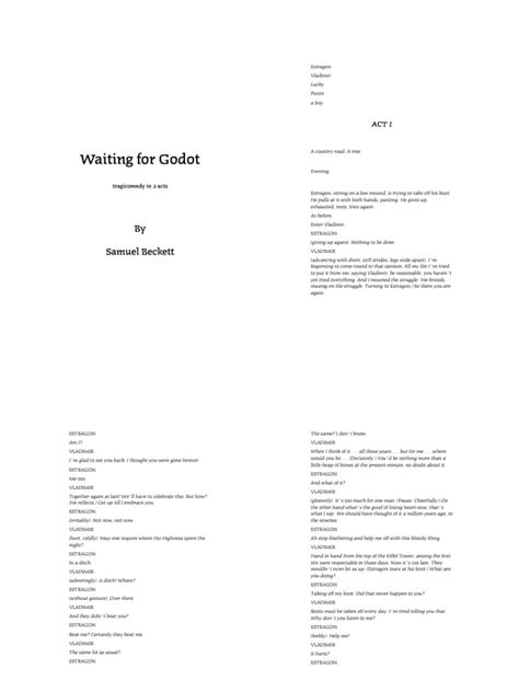 Waiting For Godot Pdf Theatre Characters Samuel Beckett