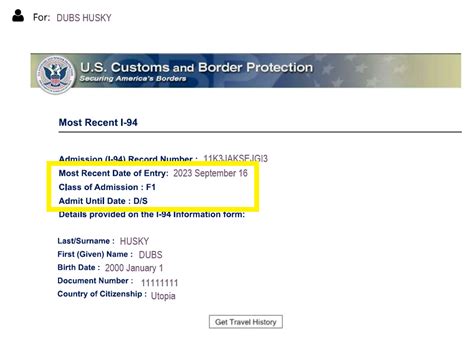 Students I 94 Form Sample