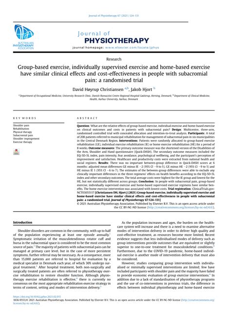 Pdf Group Based Exercise Individually Supervised Exercise And Home Based Exercise Have