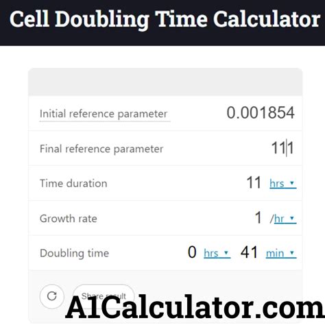 Cell Doubling Time Calculator Free A1calculator