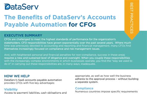 Benefits Of Dataservs Accounts Payable Automation For Cfos Dataserv