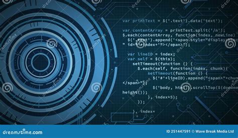 Image Of Scope Scanning And Computer Circuit Board With Data Processing Stock Illustration
