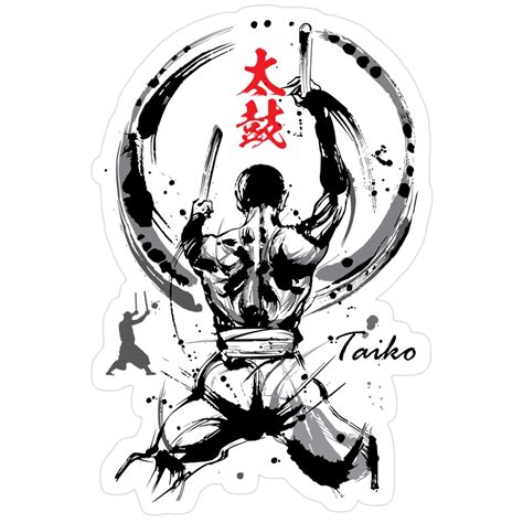 Taiko Drummer Sticker Drums Logo Performance Art Vinyl Decal Stickers