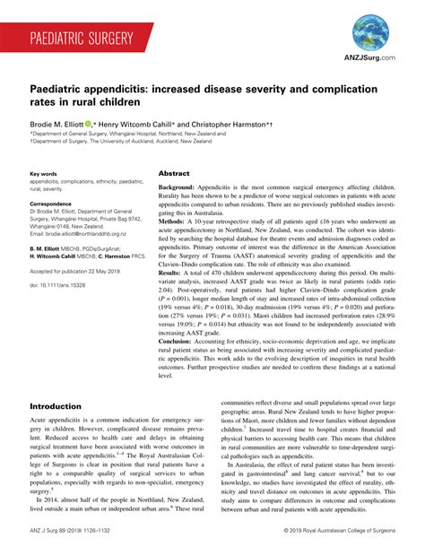 Pdf Paediatric Appendicitis Increased Disease Severity And