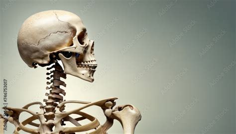 A Model Of A Human Skeleton With The Upper Half Of The Skeleton Showing