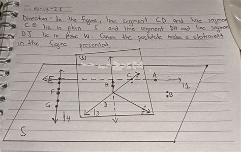 Direction In The Figure Line Segment CD And Line Segment CE Lie In Plane S And Line Segment DH