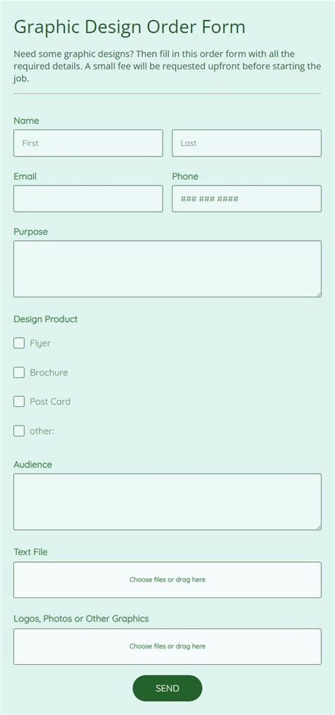 Graphic Design Order Form Template 123formbuilder