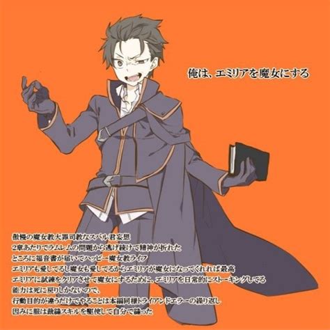 Natsuki Subaru Anime Character With Book Natsuki Subaru Outfit