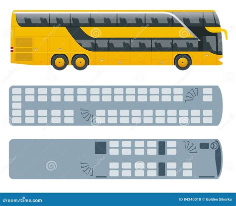 Isometric Double Decker Bus Or Intercity And Plan Of Seating