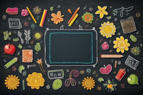 Art Class Sketches On Chalkboard Premium Ai Generated Image