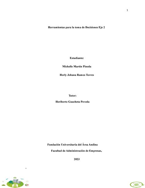 Eje 2 Herramientas Para La Toma De Decisiones Herramientas Para La