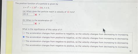 solved the position function of a particle is given