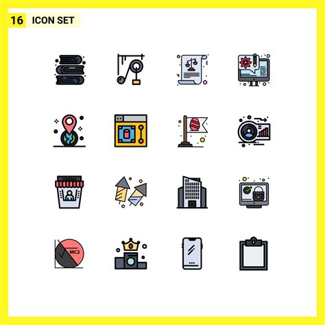 Set Of 16 Vector Flat Color Filled Lines On Grid For Gps Web Design Balance Web Design Editable