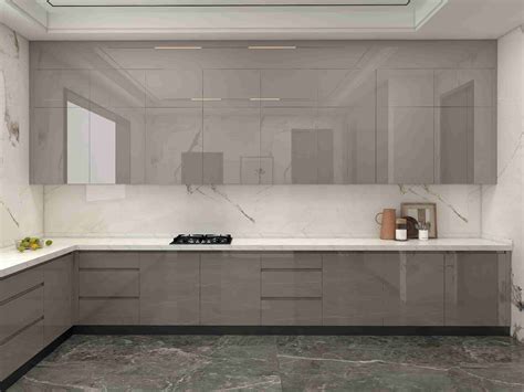 Lacquer Modern Light Gray Kitchen Cabinets With Island Pa Kitchen