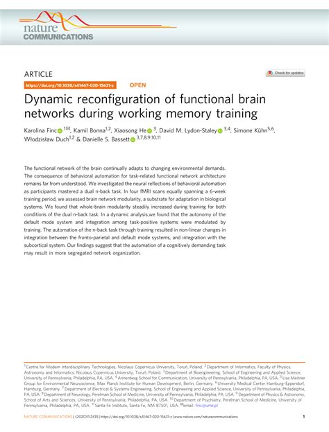 Pdf Dynamic Reconfiguration Of Functional Brain Networks During