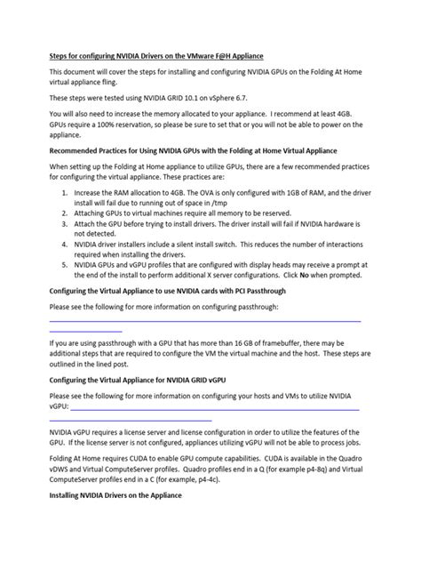 Nvidia Grid Vgpu Instructions For Vmware Appliance For Fah Pdf