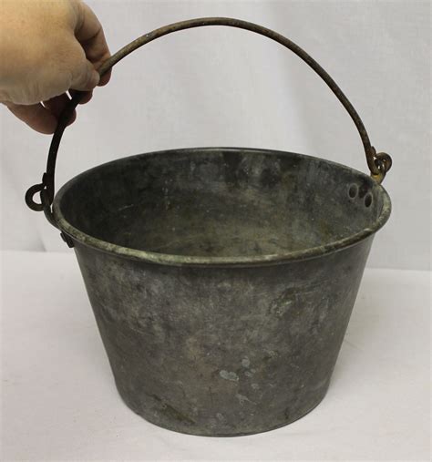 Bargain Johns Antiques Brass Pail With Iron Forged Handle 10