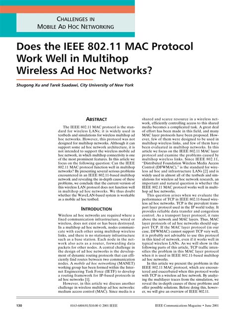 Pdf Does The Ieee 80211 Mac Protocol Work Well In Multihop Wireless