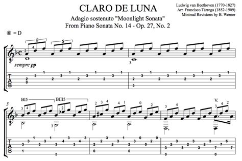 Beethovens Moonlight Sonata For Guitar Free Sheet Music Or Tab Pdf