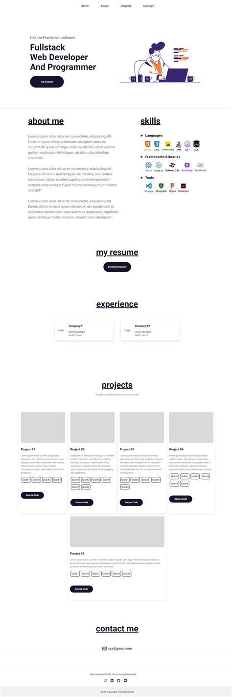 Personal Responsive Web Portfolio Live Website By Kartik Kittad On